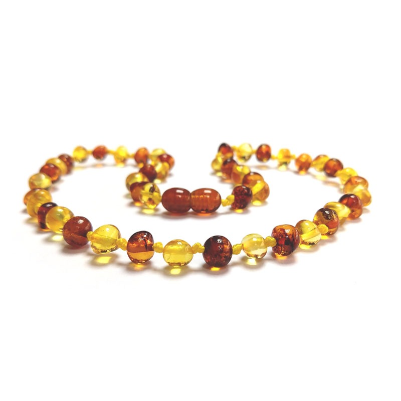 Colar de âmbar criança barroco mel e cognac polido - 38 cm - Âmbar ...